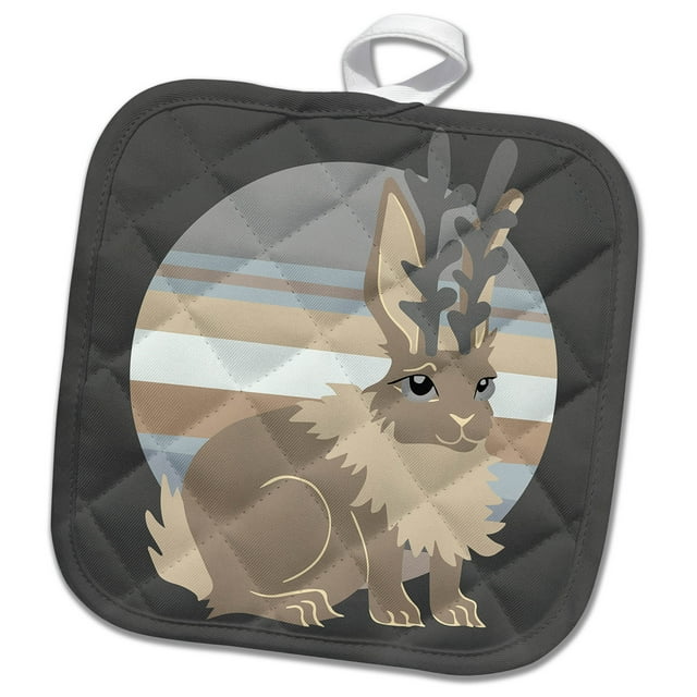 Planet Jackalope Funny Mythical Creature Cute Rabbit 8x8 Potholder phl ...