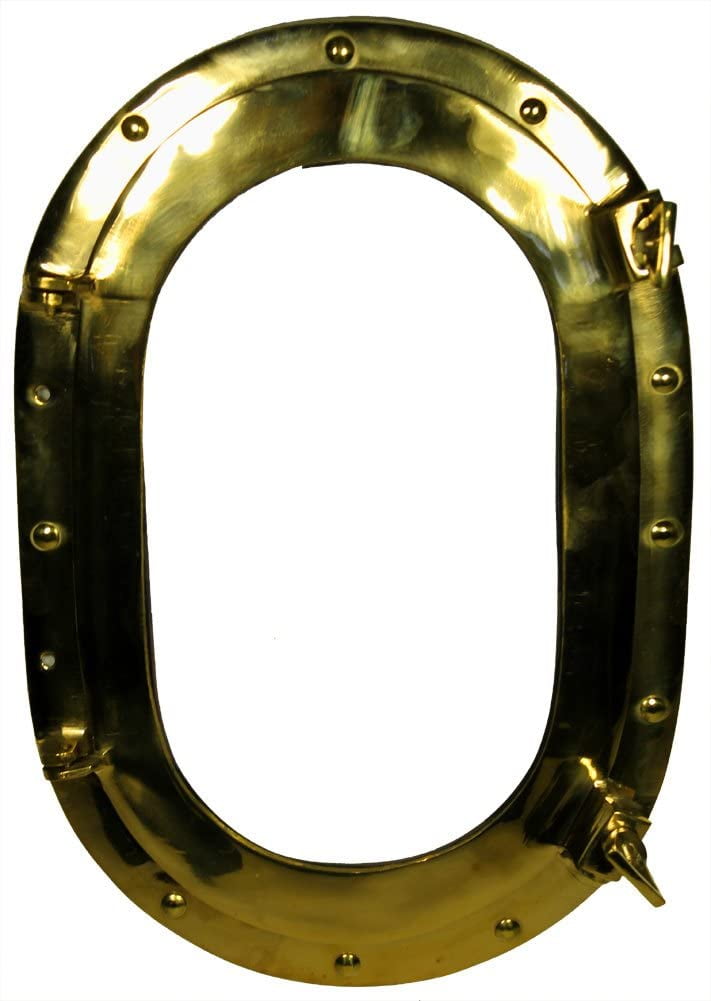 Oval Half-Round Porthole (Brass, 15 x 10 Inches) - WINDOW GLASS ...