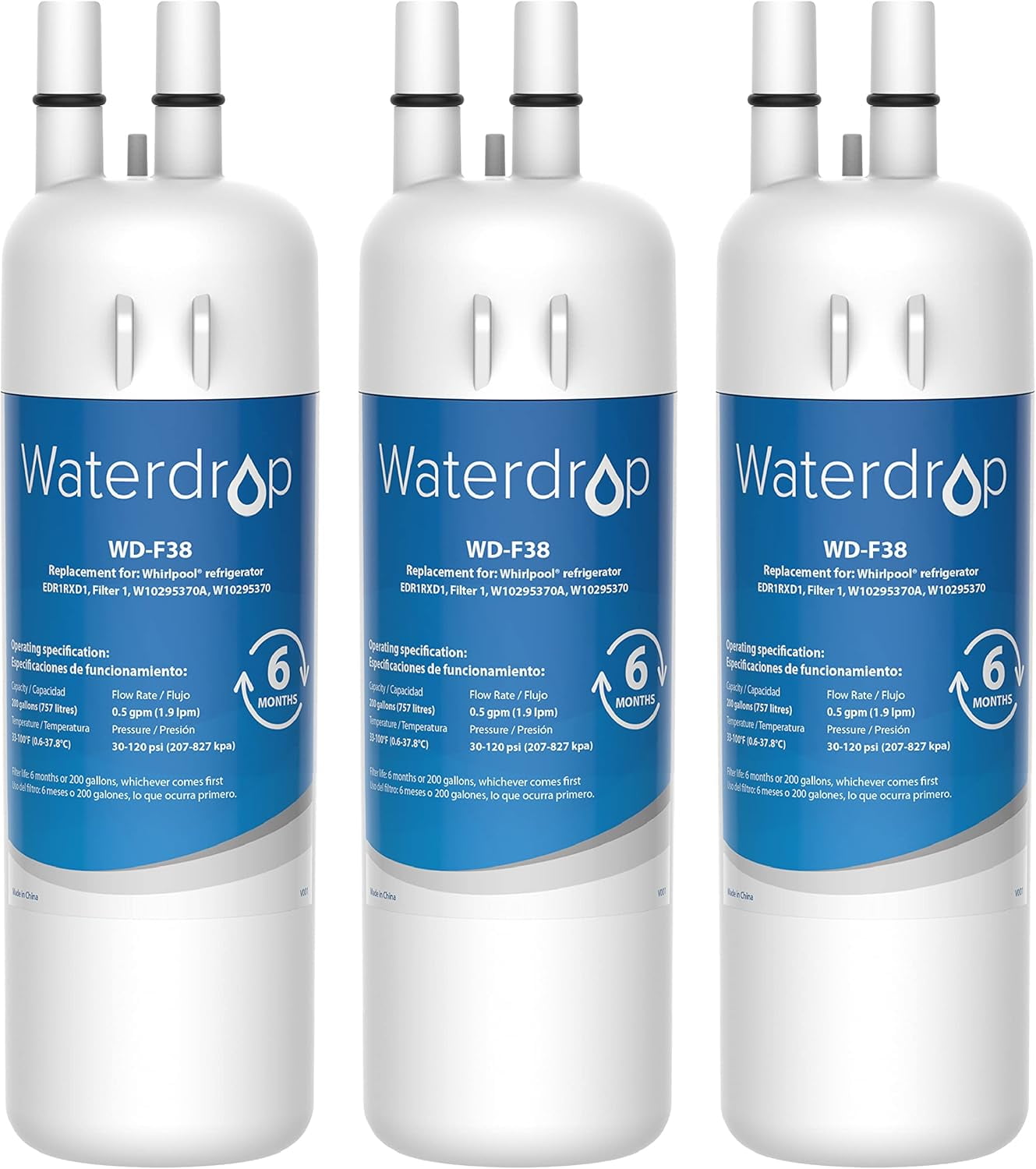 Waterdrop EDR1RXD1 Refrigerator Water Filter, Replacement for Whirlpool ...