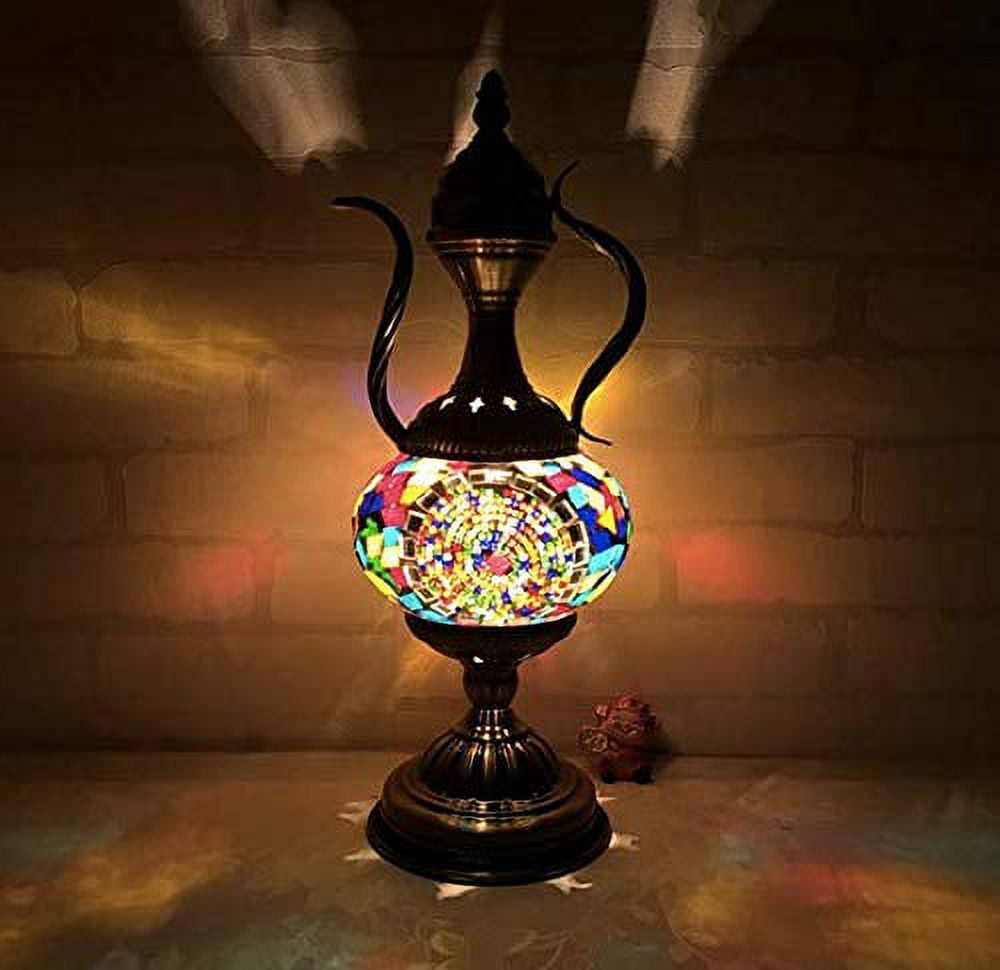Marvelous Tiffany Style Night Light with Bronze BaseTurkish Marrakech ...