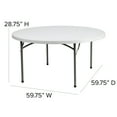 10 Pack - 60'' Round Plastic Folding Table, Heavy Duty, Banquet Table ...