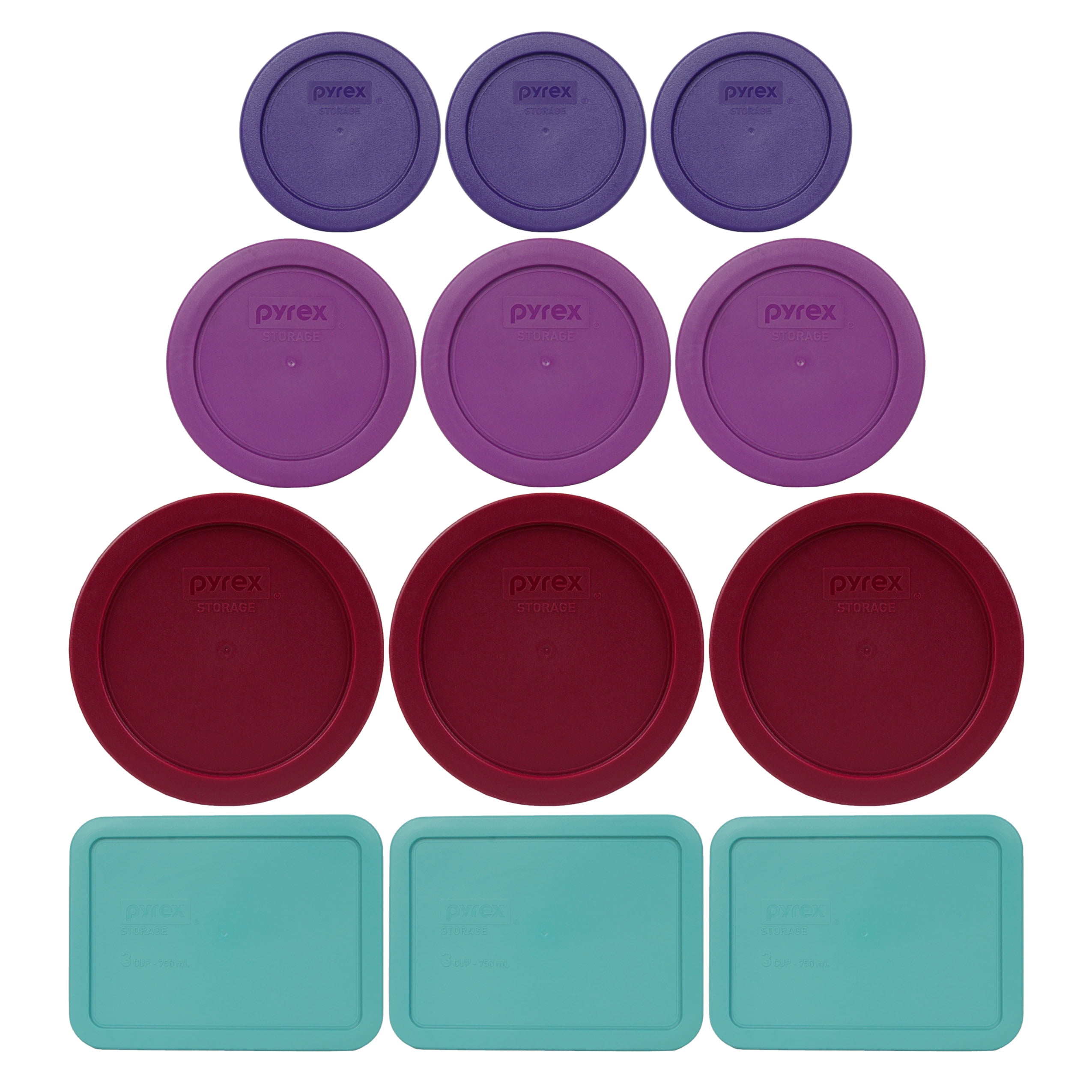 Pyrex 12-Piece Plastic Lid Fantasy Inspired Color Scheme Bundle for ...