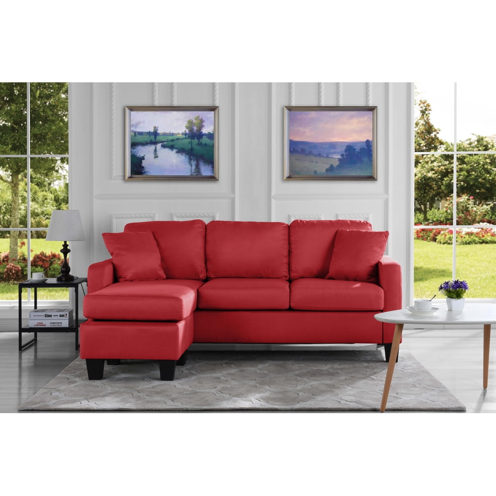 Modern L Shape Small Space Configurable Couch, Sectional, Red - Walmart ...