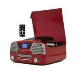 TechPlay 3 Speed Turntable, Programmable MP3 CD Player, USB/SD, Radio & Remote Control in Red ...
