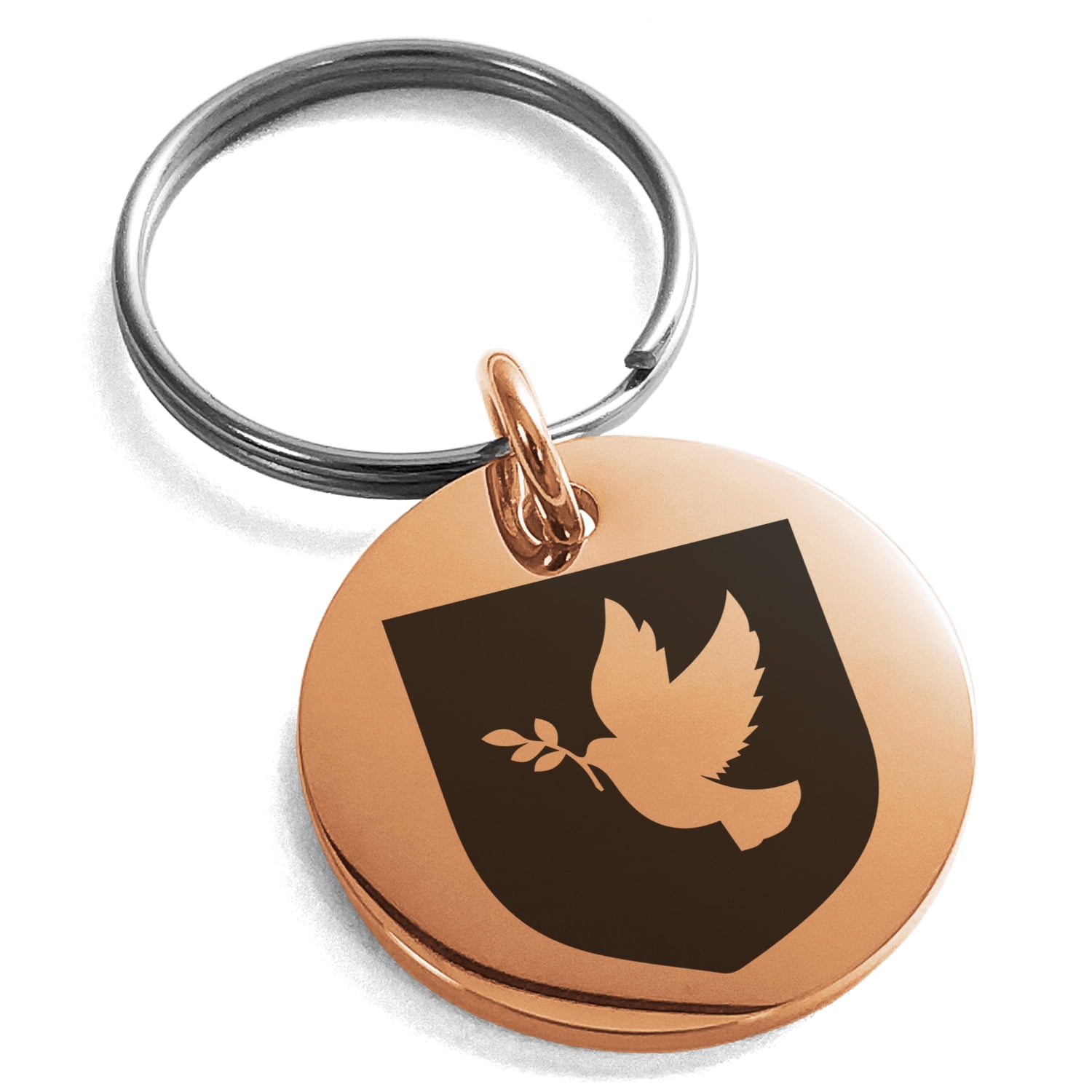 Stainless Steel Dove Peace Coat of Arms Shield Engraved Small Medallion ...