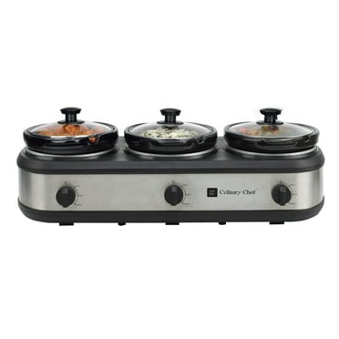 Triple Slow Cooker with 3 Spoons, 3 Pot 1.5 Quart Oval Crockpot Food ...