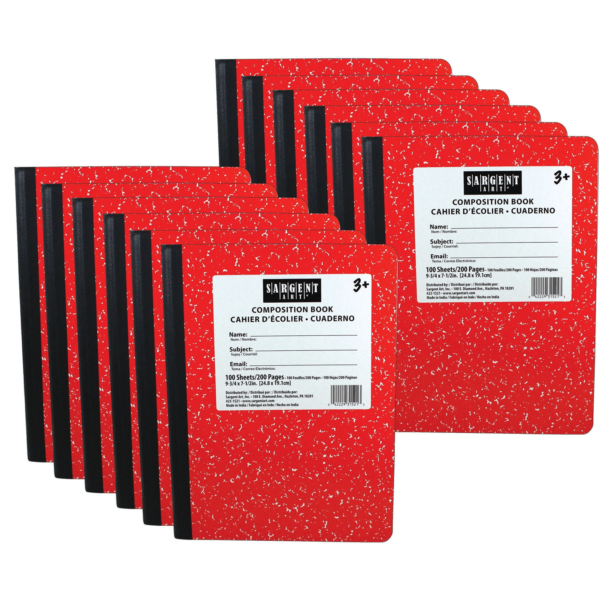 Composition Book, 100 Sheets, Red, Pack of 12 - Walmart.com