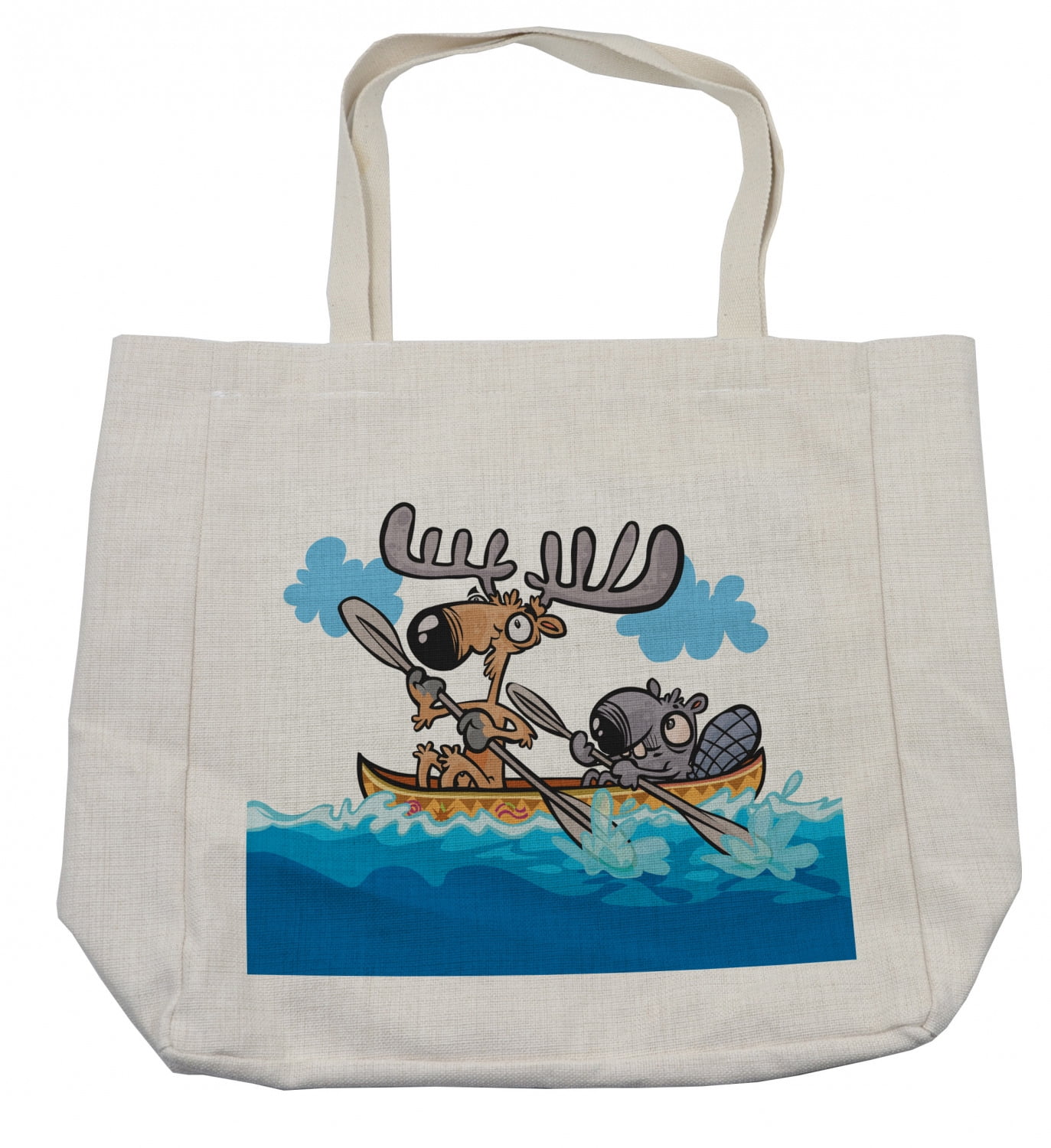Moose Shopping Bag, American Animals Boat Beaver Friend Canoe River Fun ...