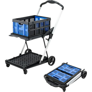 CLAX® Collapsible Mobile Trolley with Storage Crate | Folding Utility ...