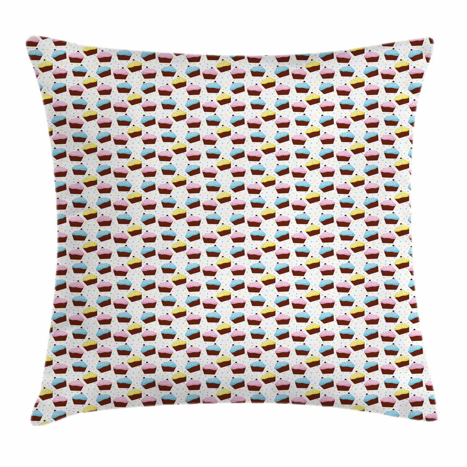 Cupcake Throw Pillow Cushion Cover, Cute Celebration Cakes on Polka ...