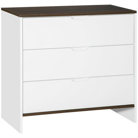 HOMCOM Chest of Drawers, 3 Drawer Dresser with Cut-out Handles, Drawers ...