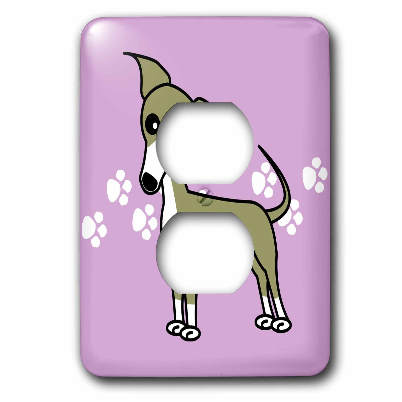 3dRose Cute Italian Greyhound Fawn Tan Purple Pawprint Background - 2 ...