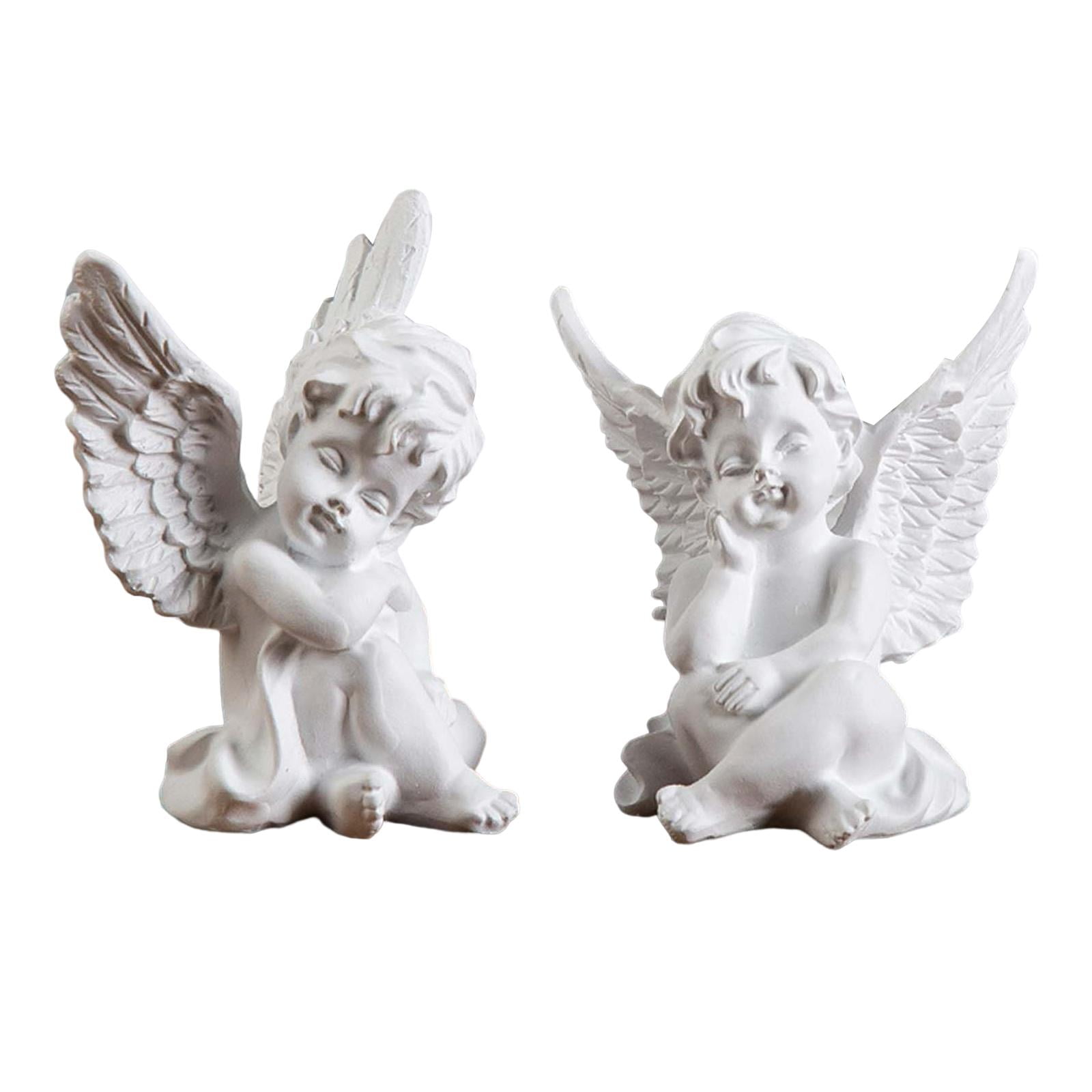 2 Pieces Cherubs Angels Statue Resin Modern Small for Living room and ...