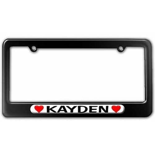 Kayden Love with Hearts License Plate Tag Frame, Black Color - Walmart.com