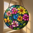 Decorative Floral Window Hanging in Stained Glass Style with Copper ...