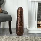 Nearly Natural 26in. Tall Embossed Metal Tower Vase, Copper - Walmart.com