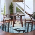 Forest Elk Round Area Rug 5 FT, Non Slip Bedroom Rugs, Deer Birds ...