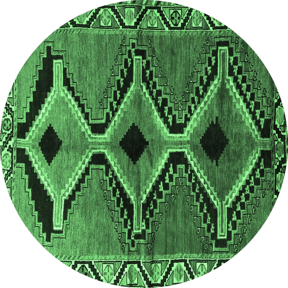 Ahgly Company Indoor Round Southwestern Emerald Green Country Area Rugs ...