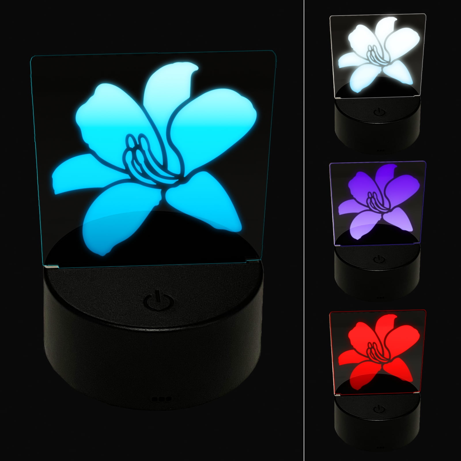 Daylily Lily Flower LED Night Light Sign 3D Illusion Desk Nightstand ...