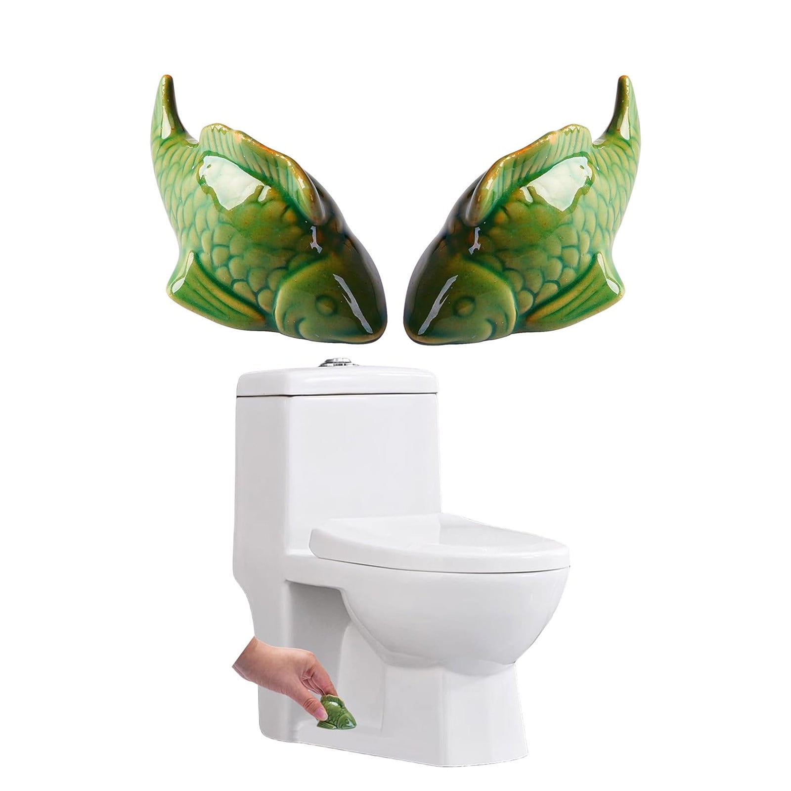 1/2 Pcs Ceramic Fish Toilet Floor Caps, Toilet Caps Cute Fish Bathroom ...