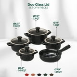 9 Piece Cookware Set with Glass Lid - Black - Non-toxic Cookware ...