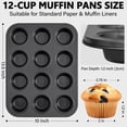 12 Cup Carbon Steel Muffin Pans, 4 Pack with 200 Cupcake Liners, Baking ...
