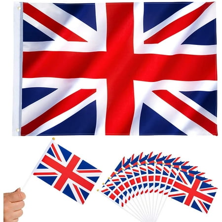 Whaline 21 Pack Britain Flag Set, 3x5FT Union Jack Flag, British ...