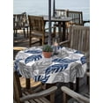 Blue Navy Gray Leaves Round Outdoor Tablecloth with Umbrella Hole ...