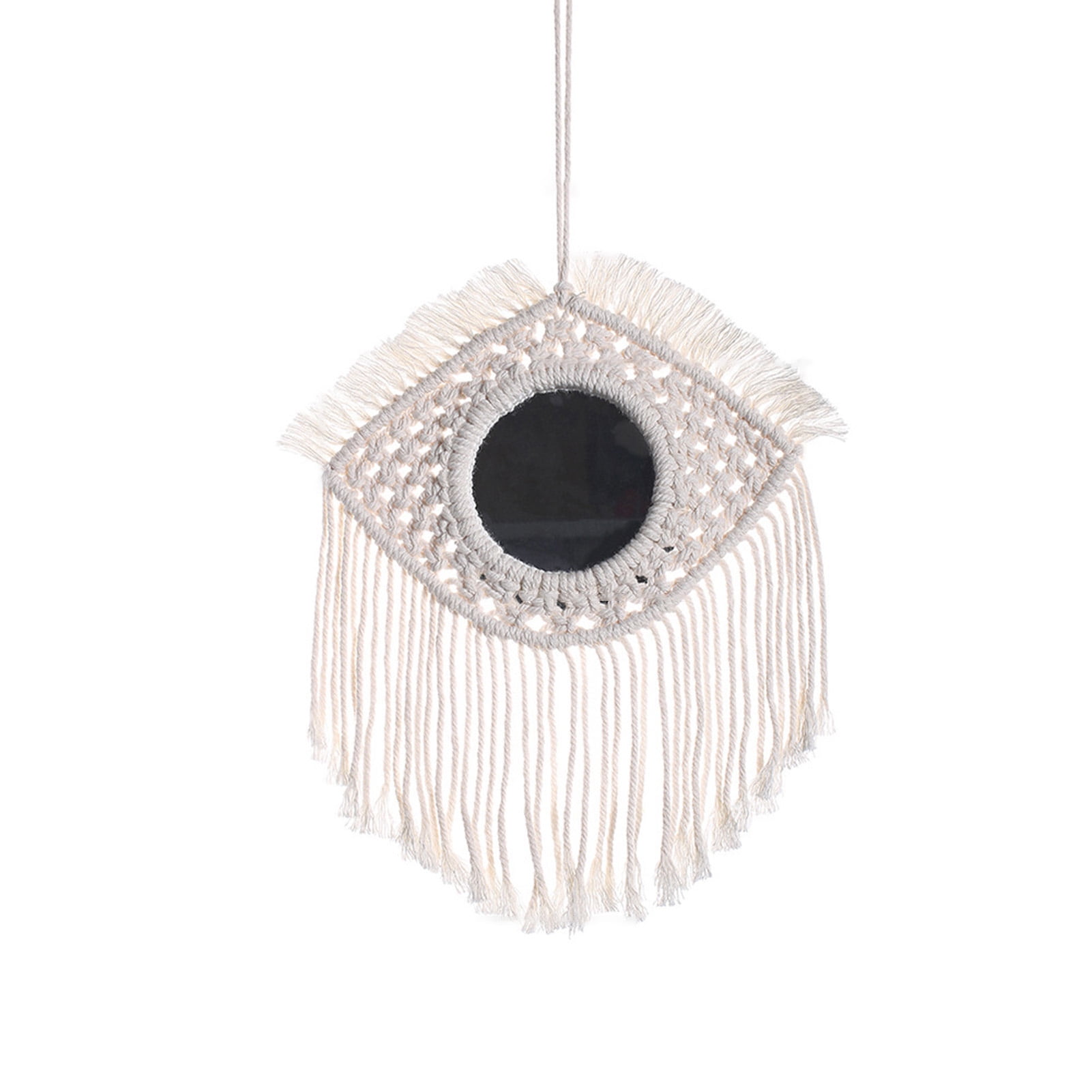 HYmarket Aesthetic Round Wall Mirror with Tassels - Woven Cotton, Home ...