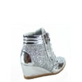 Peggy-44 Women's Glitter Metallic Lace Up Low Top Low Wedge Fashion ...