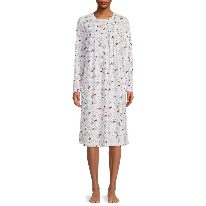 Aria Women's and Women's Plus Size Long Sleeve Ballet Velour Nightgown ...