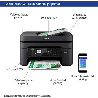 Epson Workforce WF-2830 All-In-One Printer, Black - Walmart.com