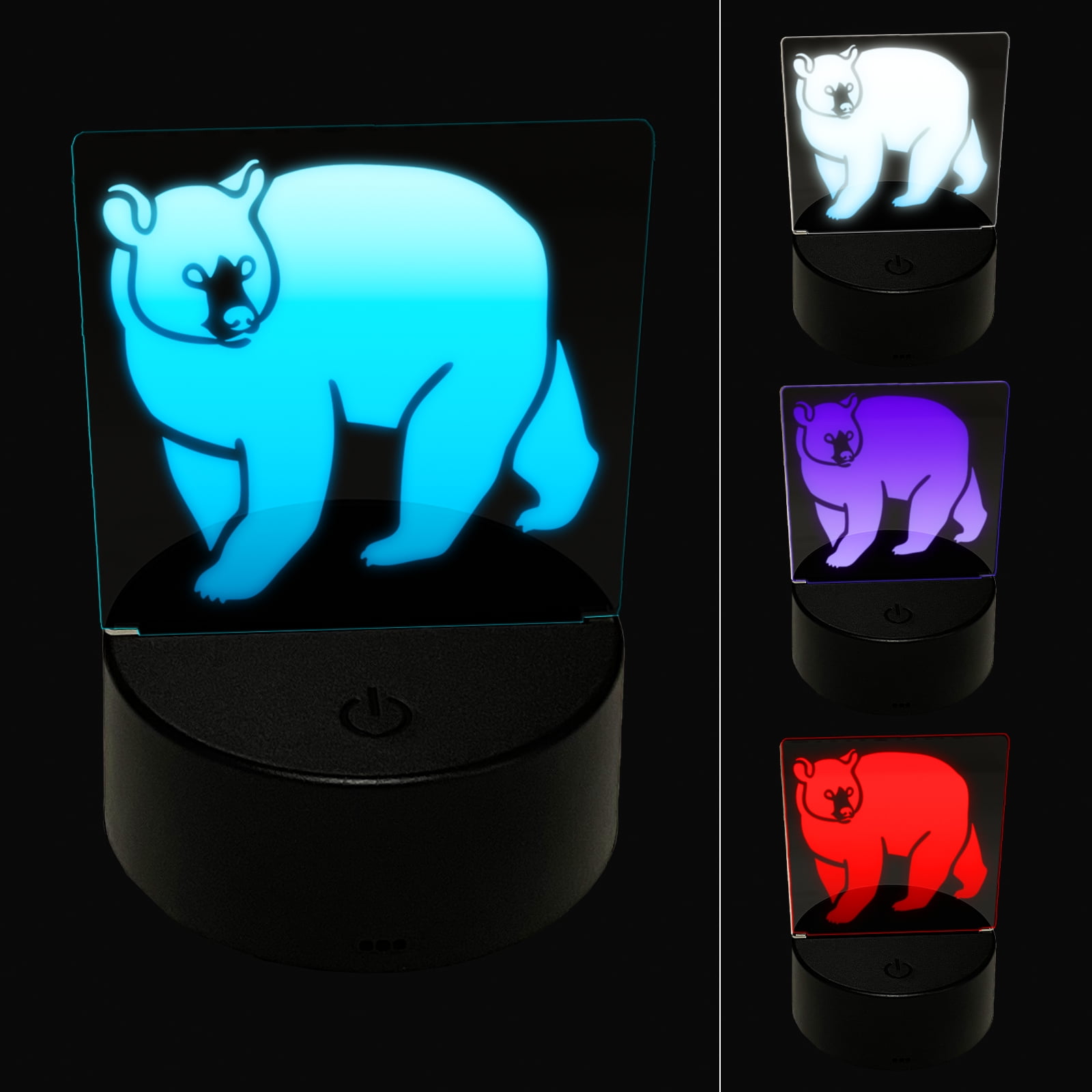Black Bear LED Night Light Sign 3D Illusion Desk Nightstand Lamp ...
