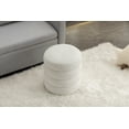 Upholstered Vanity Stool, Boucle Round Ottoman Pouf, Modern Foot Stool ...