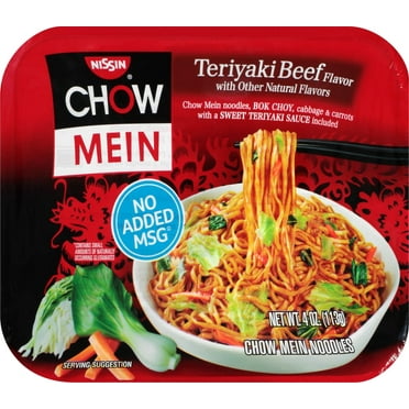Nissin 4 oz Restaurant Style Flavor Instant Chinese Teriyaki Beef Chow Mein Noodles, Pack of 8 ...