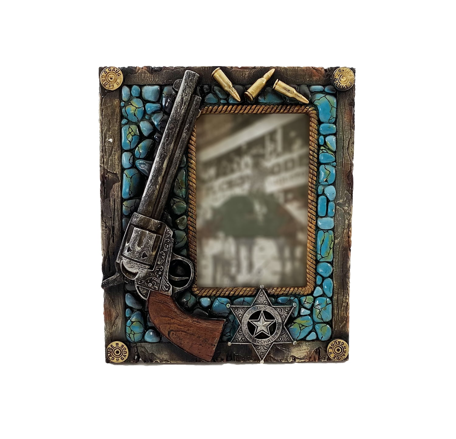 Old West Sheriff Pistol, Badge & Bullets Picture Frame - 4" x 6 ...