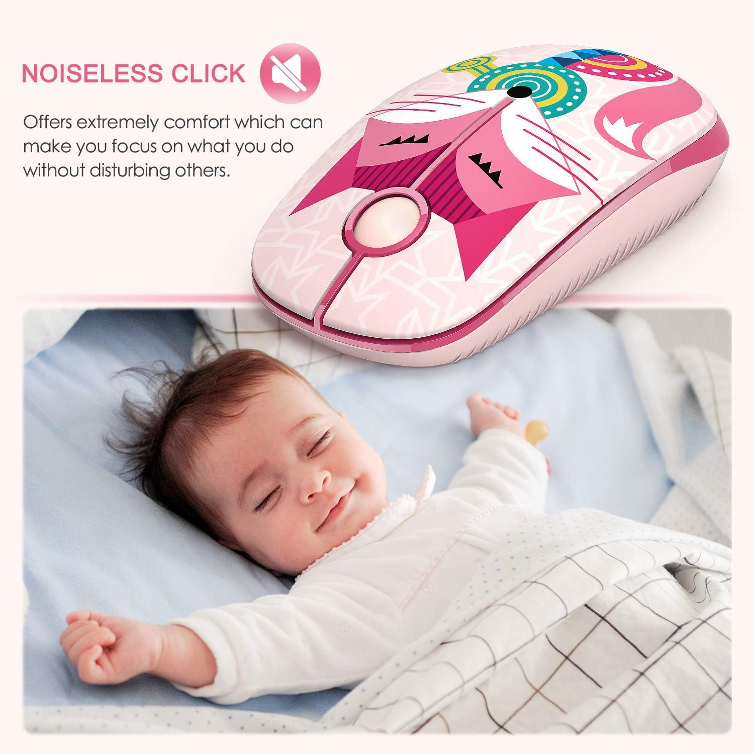 VIVEFOX 2.4G Slim Wireless Mouse with Nano Receiver, Less Noise ...