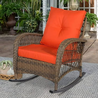 Patiojoy Outdoor Wicker Rocking Chair Glider Rattan Rocker Recliner ...
