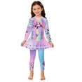 Toddler Girls Swimsuit Set Two Piece Cartoon Print Sun Protection Split ...