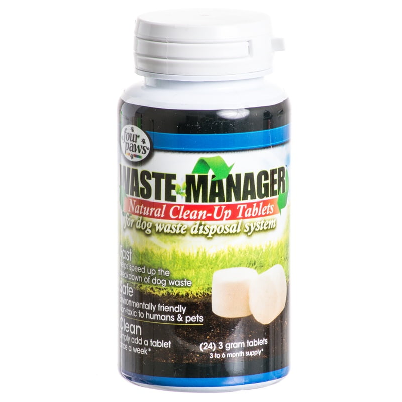 Four Paws Waste Manager Natural Clean-Up Tablets for Dog Waste Disposal ...
