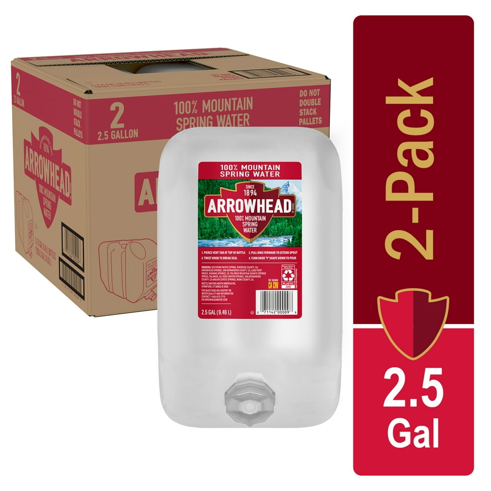 ARROWHEAD Brand 100% Mountain Spring Water, 2.5-gallon plastic jugs ...