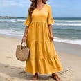 Zivyakyron Summer White Sundresses for Women Elbow Length Casual Maxi ...