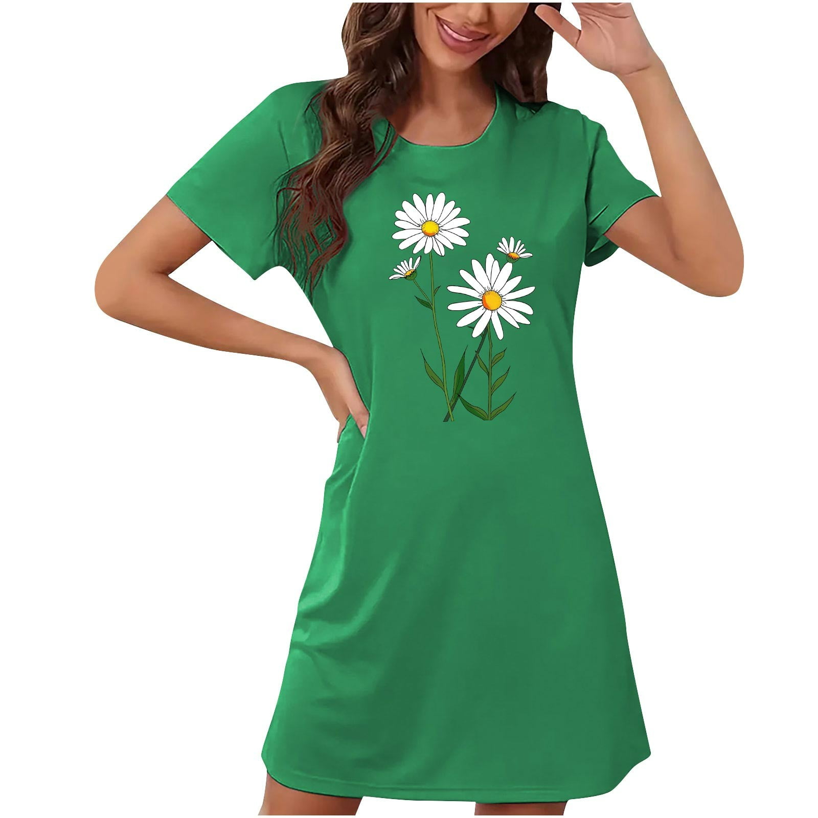 Click here for Mrat Womens Oversized Nightgown  Short-Sleeve Flor... prices