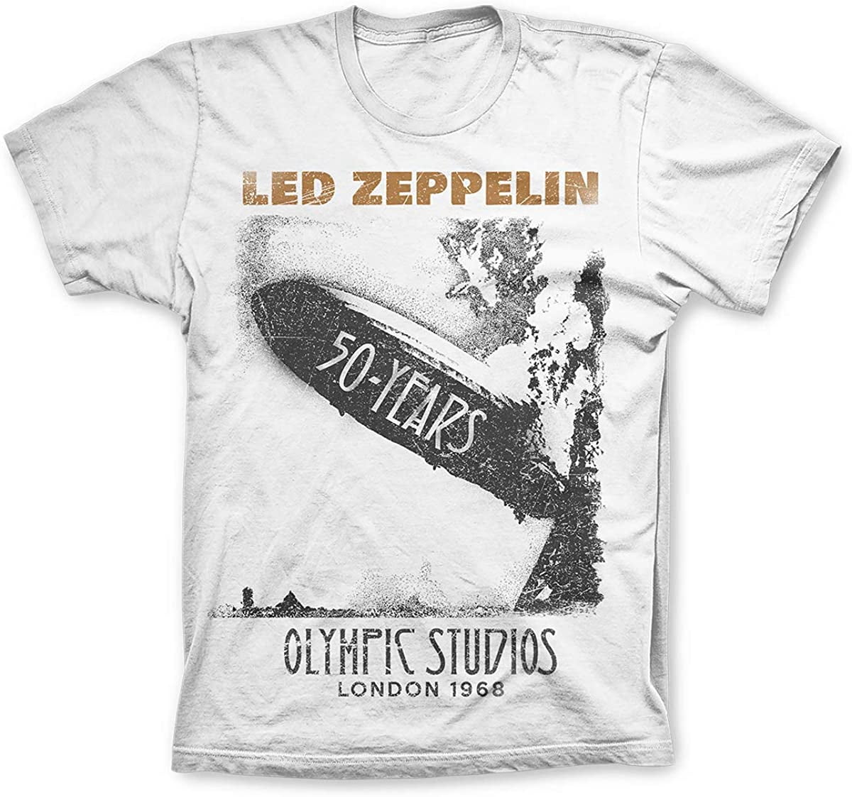 Led Zeppelin Men's 50 Years Olympic Studios 1968 London T-Shirt White L ...