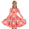 Favoffer Big Kid Girls Long Sleeve Dress Spring Valentine Print Stretch ...