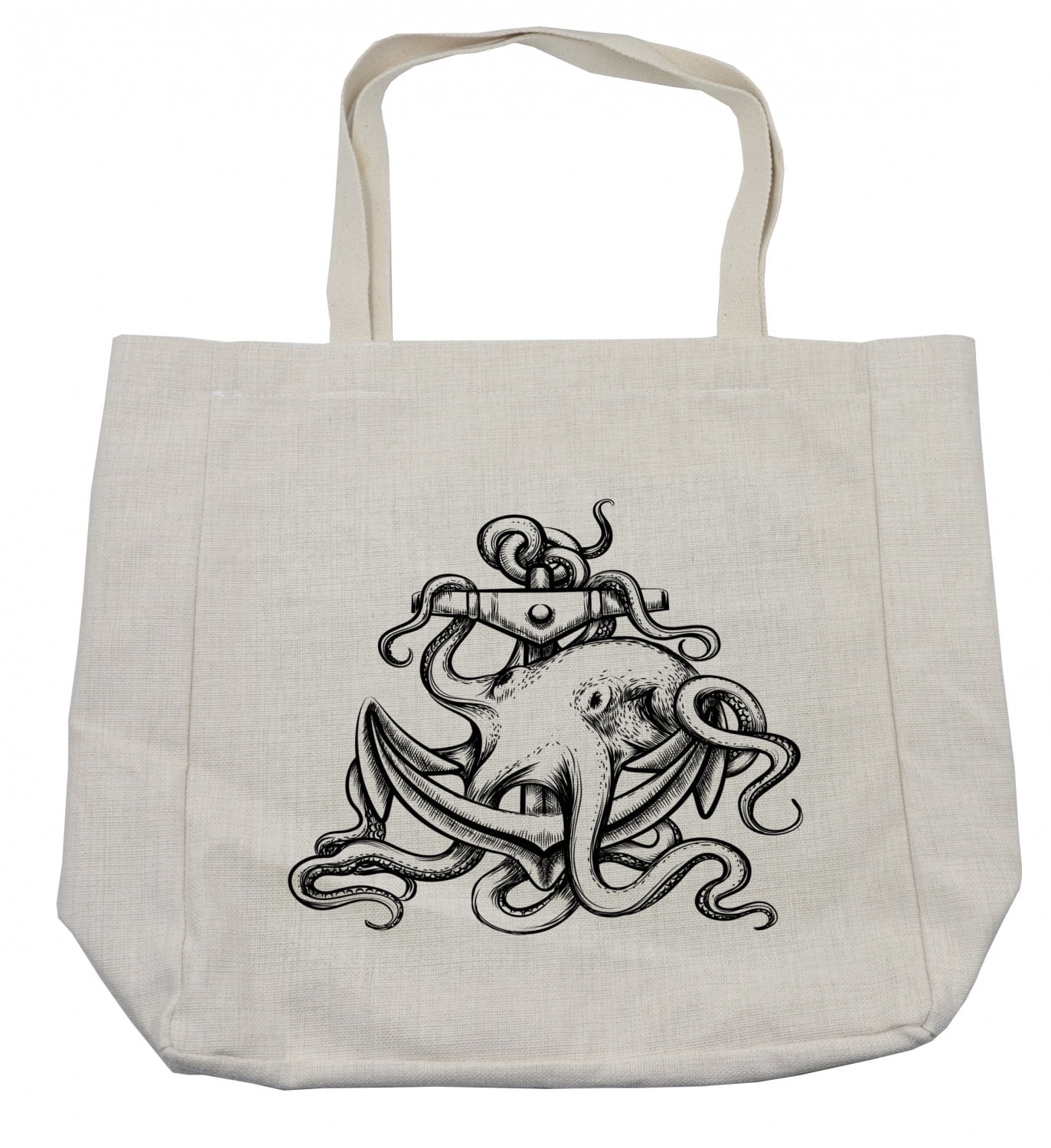 Octopus Shopping Bag, Nautical Theme Anchor and Octopus with Long ...
