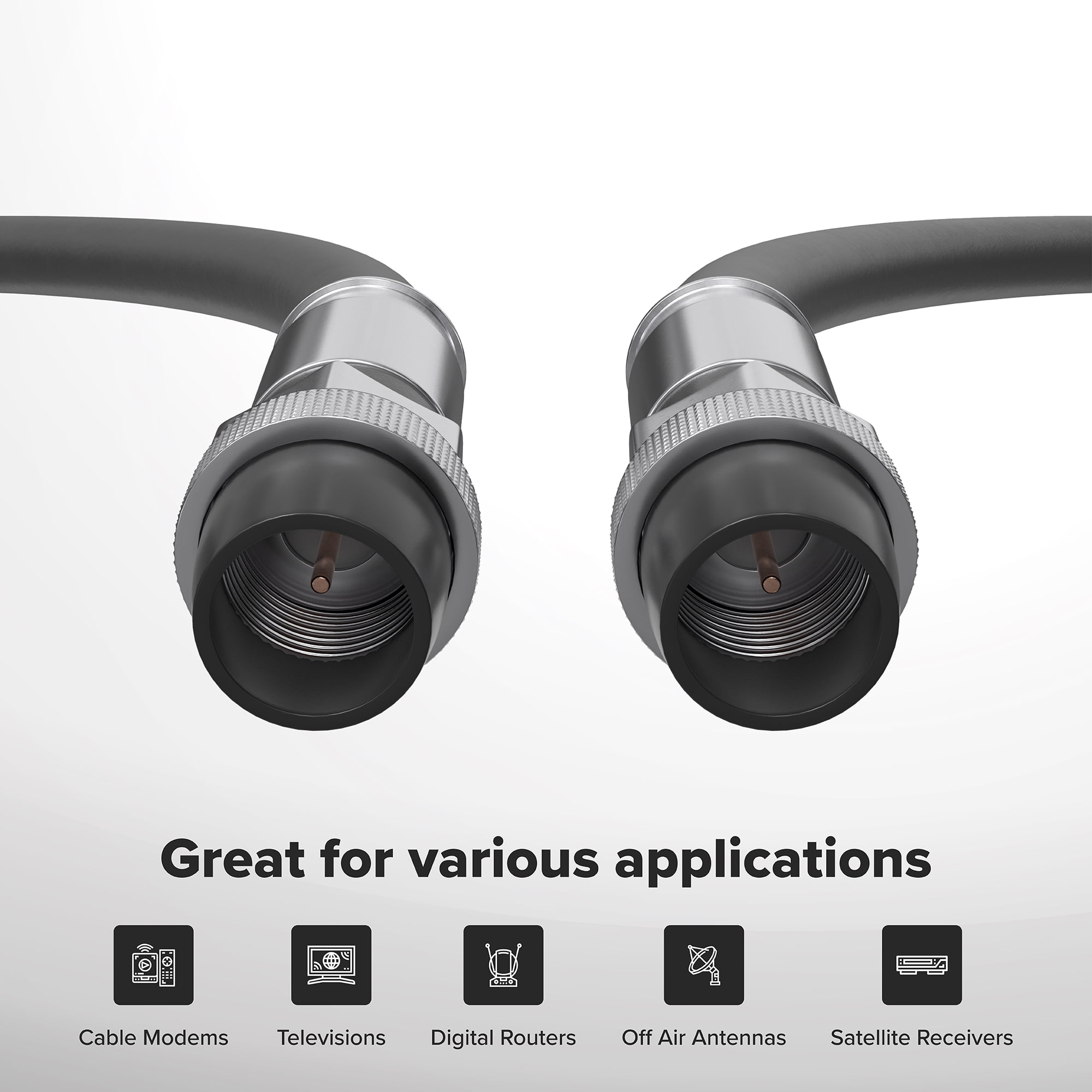 Buy 50' Feet, Black RG6 Coaxial Cable with rubber booted - Weather ...