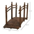 7.5ft Garden Bridge - Fir Wood Arc Walkway w/ Railings - Carbonized ...