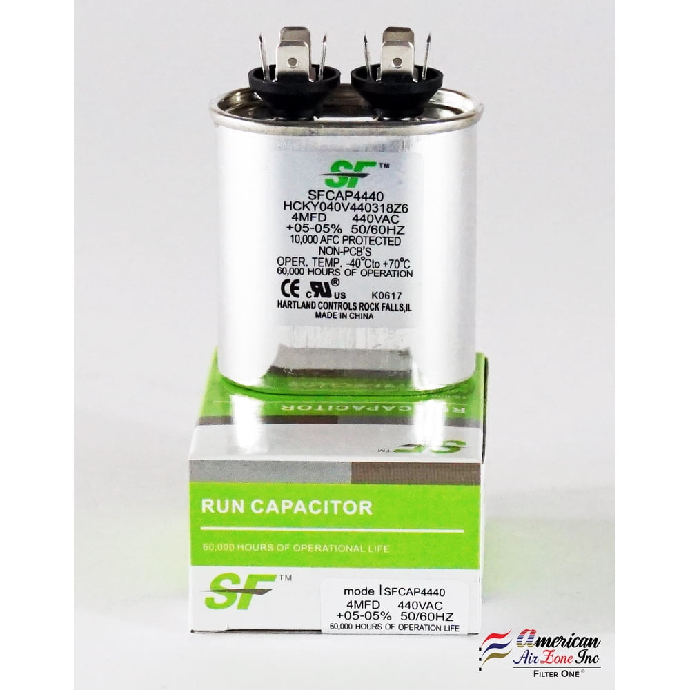 TRANE SF Run Capacitor - 4 MFD (MicroFarad) 370/440 Volts - (1 Pack ...