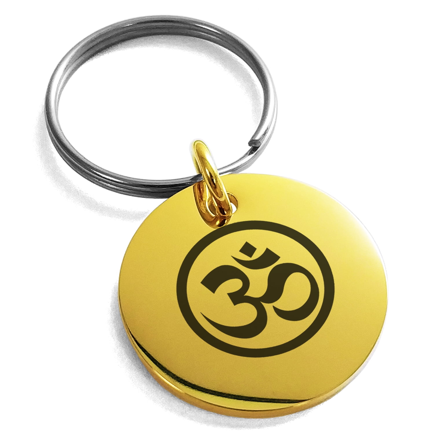 Stainless Steel Sacred Circle Sanskrit Om Engraved Small Medallion ...